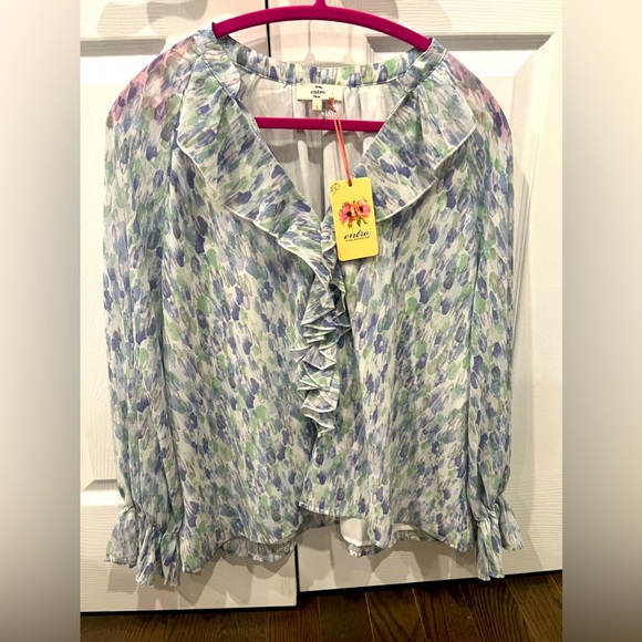 entro | Tops | Entro Brand Spring Ruffle Detail Lightweight Blouse Size ...